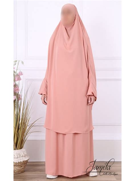 Jilbab 2 Pièces Jupe Rose Foncé | Jilbab 2 Pièces Jupe Tissu Microfibre