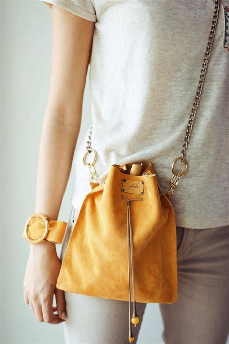 Yellow Handbag Designer bags Leather Crossbody Bag | Waist bag leather ...
