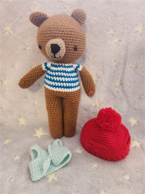 Crochet Bear With Hat and Vest Hans Bear - Etsy