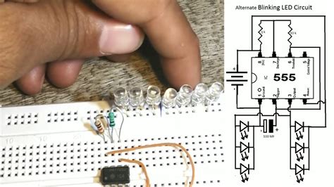 Alternate Blinking LED circuit using IC 555 Timer Astable Mode - by Manmohan Pal - YouTube