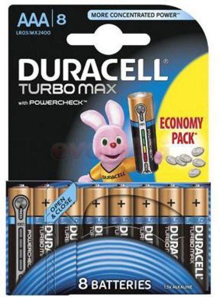 Duracell AAA Turbo Max LR03 (8) (Baterii de unica folosinta) - Preturi