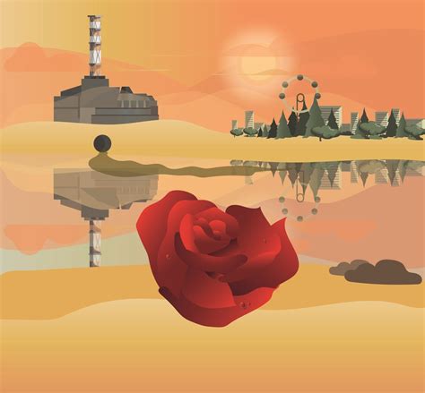 ArtStation - Красная роза на фоне Чернобыльской АЭС