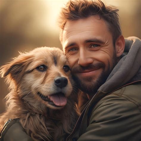 Man and Dog Sharing a Moment of Joy | Premium AI-generated image