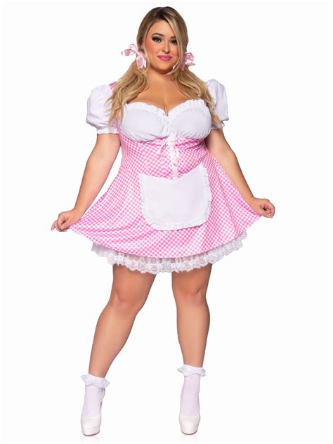 Plus Size Gingham Dress With Apron Costume | Leg Avenue