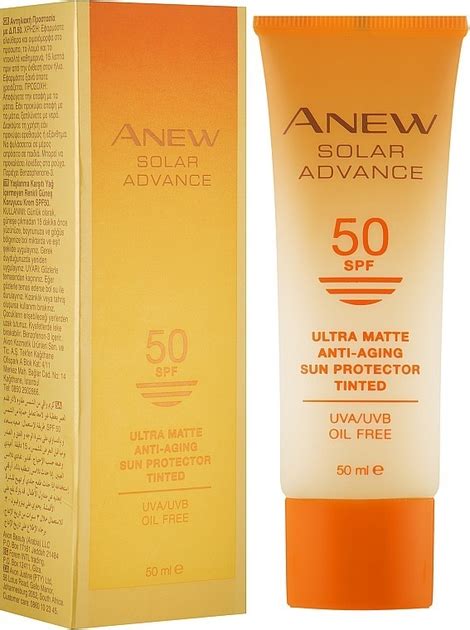 Матирующий крем для лица с тональным эффектом SPF 50 Avon Anew Solar ...