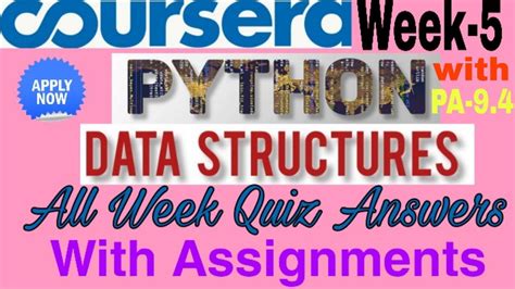 Coursera: Python Data Structures Complete Course solved Week -5 Quiz answers With Assignment ...