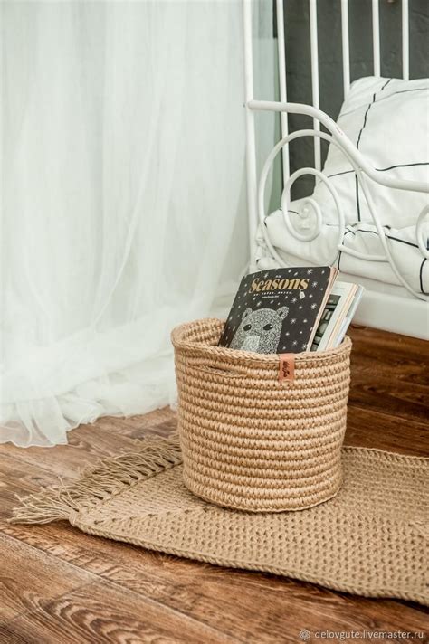 Корзины: корзина из каната и шпагата 25/25 с вязаными ручками в ...
