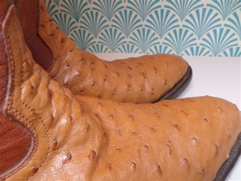 vintage exotic ostrich Ferrini Italia leather cowboy … - Gem