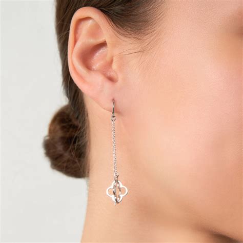 Серьги длинные женские серебро 925 висячие серебряные Клевер - купить с ...
