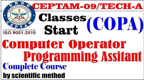 Drdo CEPTAM 09 TECH A Computer Operator And Programming Assistant COPA - YouTube