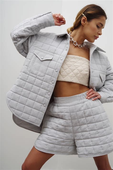 SONYA SHELL GREY QUILTED SHORTS - M / Gray | Летняя деловая одежда ...
