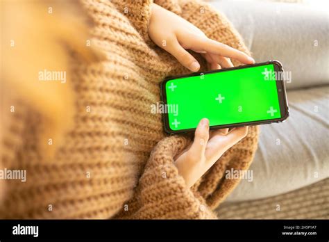 Girl Using Smartphone with chroma key screen Stock Photo - Alamy