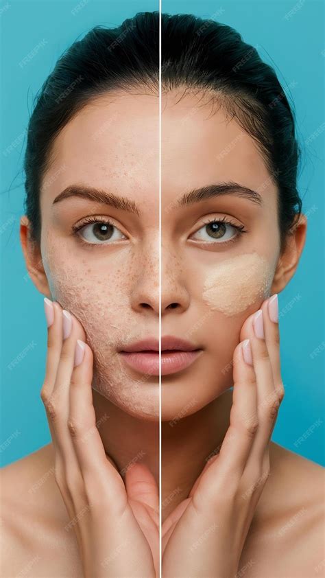 Premium Photo | Cropped shot of young womans face before and after acne treatment on face ...