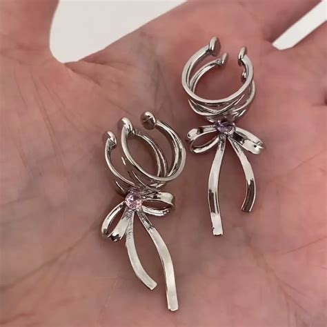 Женские серьги-каффы с бантом | AliExpress