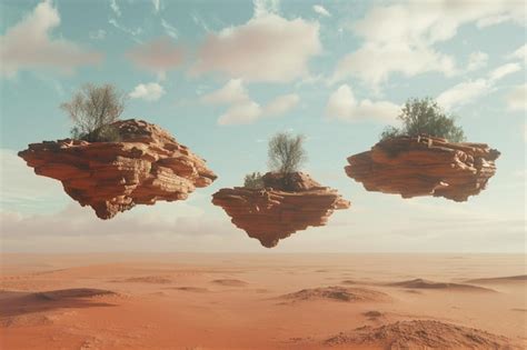 Premium Photo | Surreal desert landscape with floating islands oct