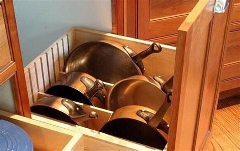 Хранение сковородок и кастрюль на кухне: в выдвижном ящике или в ящике ...