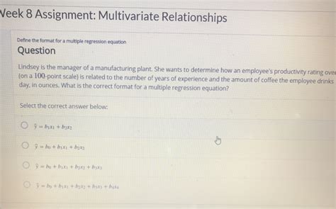 Solved Veek 8 Assignment: Multivariate Relationships Define | Chegg.com