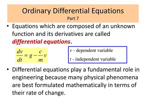 PPT - PART 7 Ordinary Differential Equations ODEs PowerPoint ...