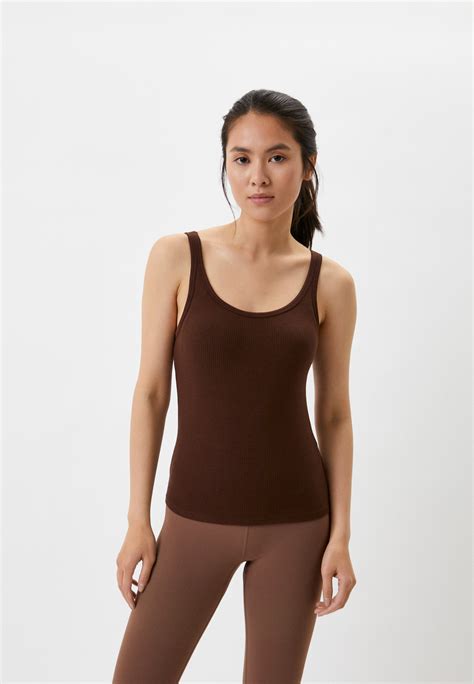 Майка спортивная UNIQLO с бра AIRism с хлопком, цвет: коричневый ...