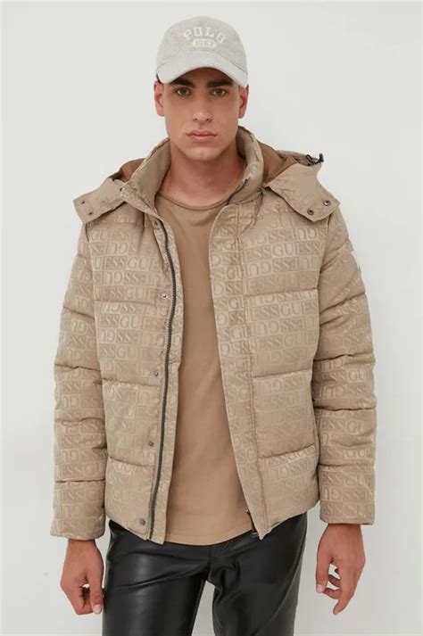 Guess kurtka męska kolor beżowy zimowa | Answear.com