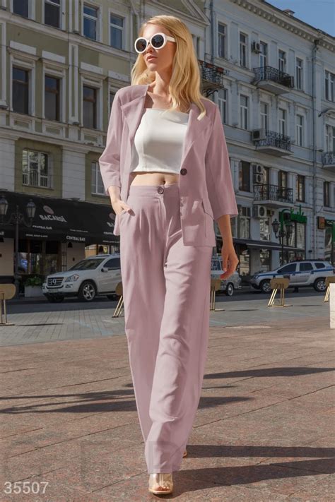 Розовый летний костюм с пиджаком (арт. 35507) ♡ интернет-магазин Gepur