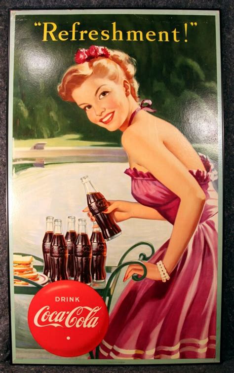 Very large format 49"x29.5" original 1940's cardboard Coca-Cola sign ...