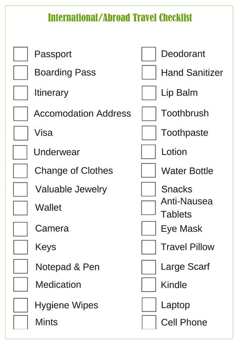 Free Travel Checklist Template in PDF, Word, Excel, Google Docs