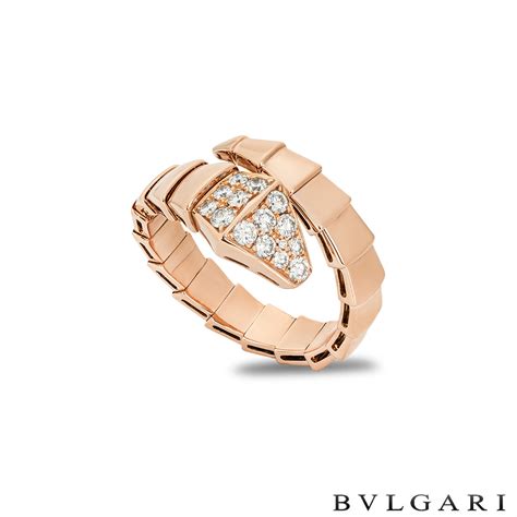 Bvlgari Rose Gold Diamond Serpenti Viper Ring 345219 | Rich Diamonds