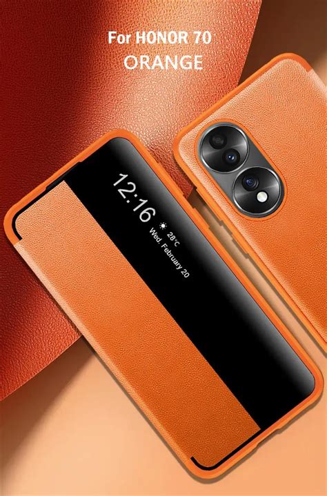 Чехол-книжка из искусственной кожи с окошком для Huawei Honor 70 Pro ...