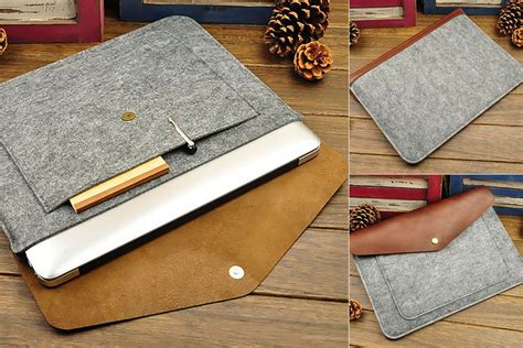 Недорогой чехол для ноутбука из фетра и кожи | Leather laptop case ...