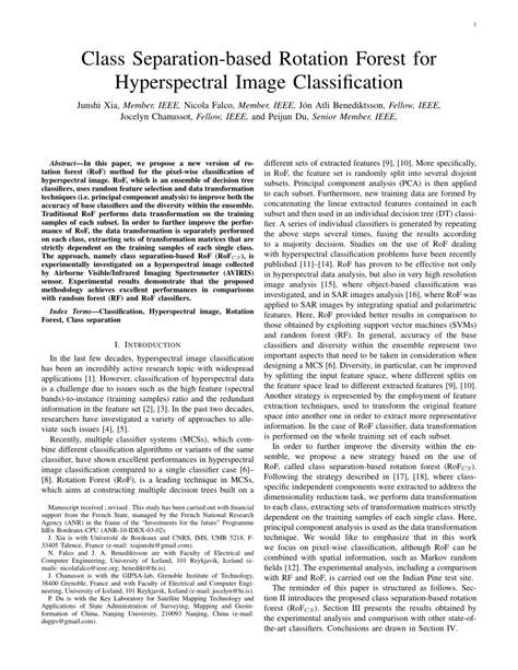 (PDF) Class-Separation-Based Rotation Forest for Hyperspectral Image Classification