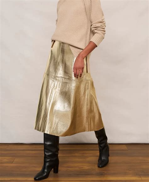 Customized Women's Lambskin Metallic Leather Skirt , Leather Skirt ...