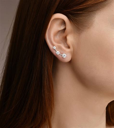 Срібні сережки з білими фіанітами - Dadiverin Jewelry