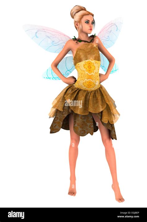 3D digital render of a beautiful fantasy fae isolated on white ...