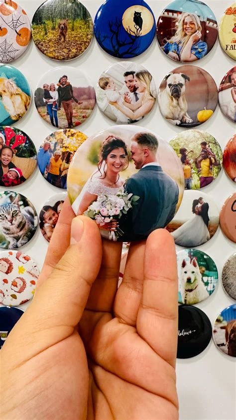 9 Custom Photo Magnets,personalized Gift,fridge Magnets,round Button Magnets, Logo Magnets ...