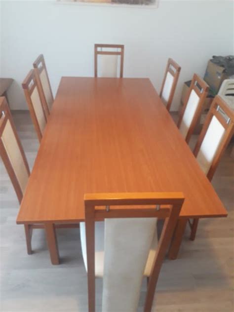Veliki stol 210 x 100 i 8 drvenih stolica, u odličnom stanju, prodajem