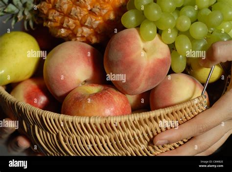 Fruits peach apple Stock Photo - Alamy