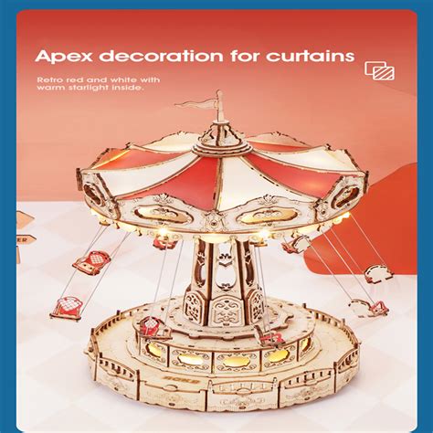 New ROBOTIME EA02 ROKR Swing Ride Music Box DIY 3D Wooden Puzzle Kit ...