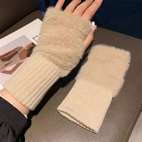Купить Мягкие зимние перчатки из норкового флиса, женские теплые ...