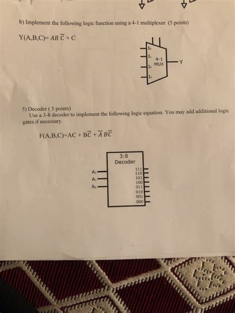 Solved b) Implement the following logic function using a 4-1 | Chegg.com
