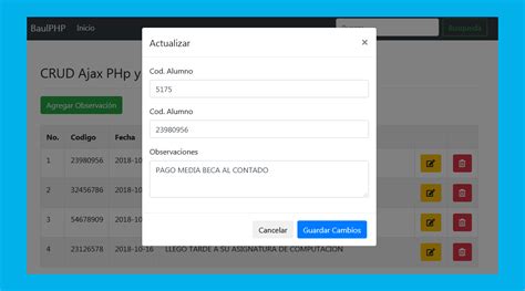 CRUD Ajax PHP MySQL usando BootStrap: Ejemplo Completo » BaulPHP