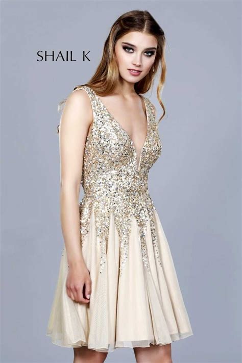 Блестящее коктейльное платье Shail K 12182 | Celebrity prom dresses ...