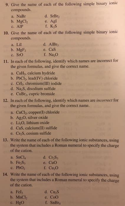 Solved give the name each of the following simple binary | Chegg.com