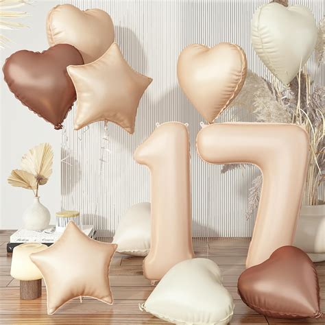 Amazon.com: 17th Birthday Balloons Decor, Helium Apricot Beige 17 ...