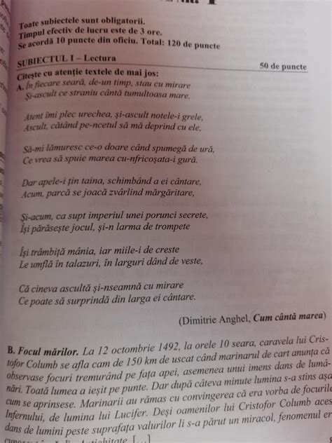 Scoate figurile de stil din textul A ( ,,Cum canta marea" de Dimitrie Anghel). Va rog frumos ...