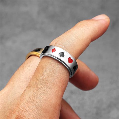 Lucky Poker Fidget Spinner мужские кольца из нержавеющей стали в стиле ...