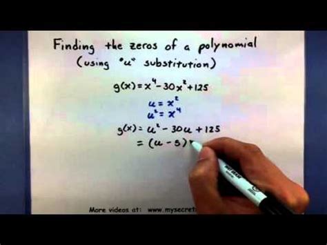 Pre-Calculus Finding the zeros of a Polynomial using u subs - YouTube