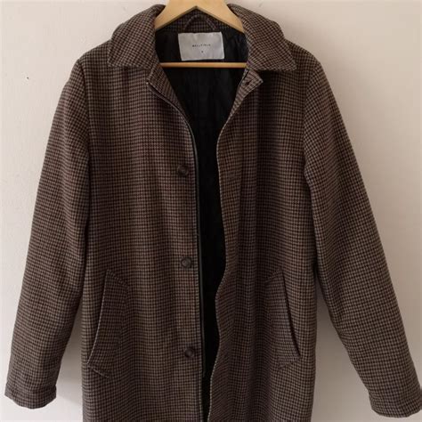 BELLFIELD TRENCH COAT brown houndstooth... - Depop