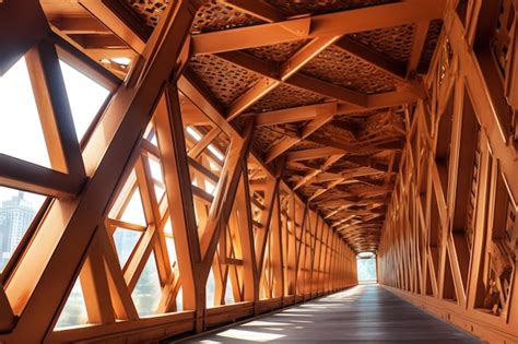Premium AI Image | Architectural details of an innovative truss bridge created with generative ai