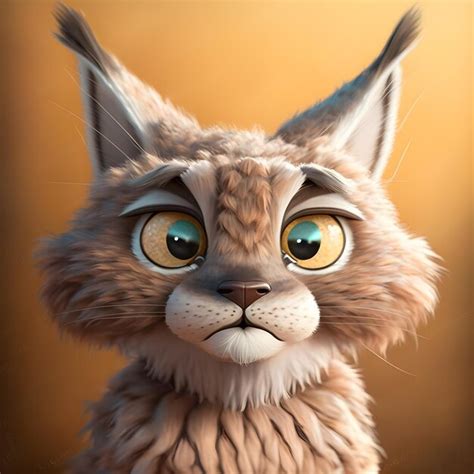 Premium Photo | Super cute lynx in the style of pixar cartoon generative ai